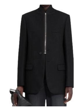 MAISON MARGIELA Zip-front Flannel Blazer - Black