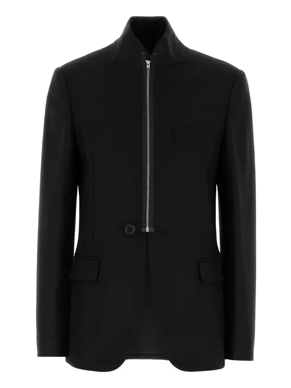 MAISON MARGIELA Zip-front Flannel Blazer - Black