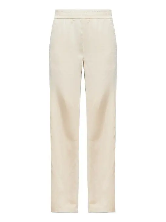 Off-White Elastic Waist Straight-leg Trousers - Nude