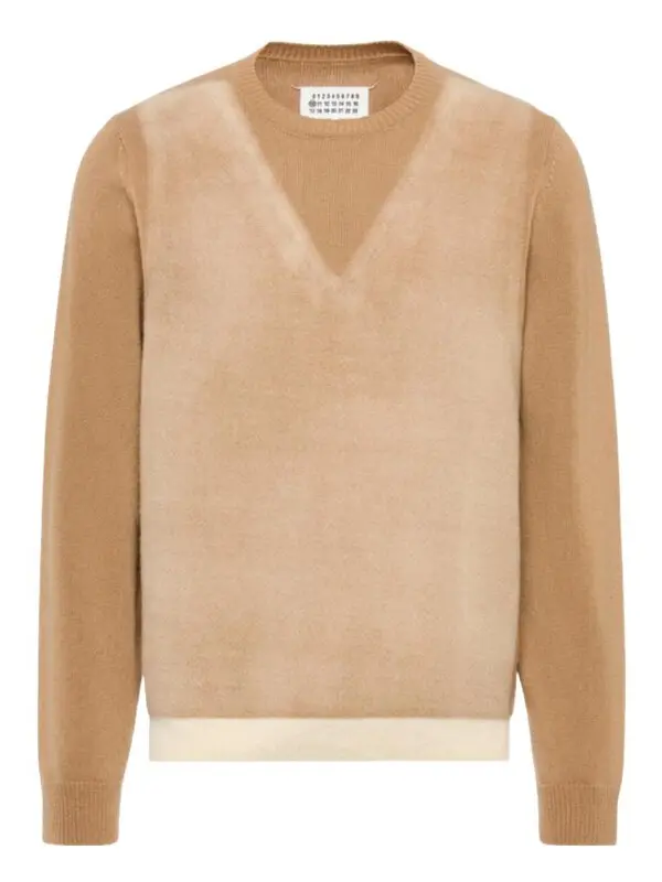 MAISON MARGIELA Fused Knit Wool Crewneck Sweater - Camel