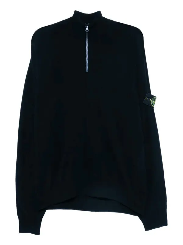 Stone Island Long-sleeve Zip-up Knit Top - Blue