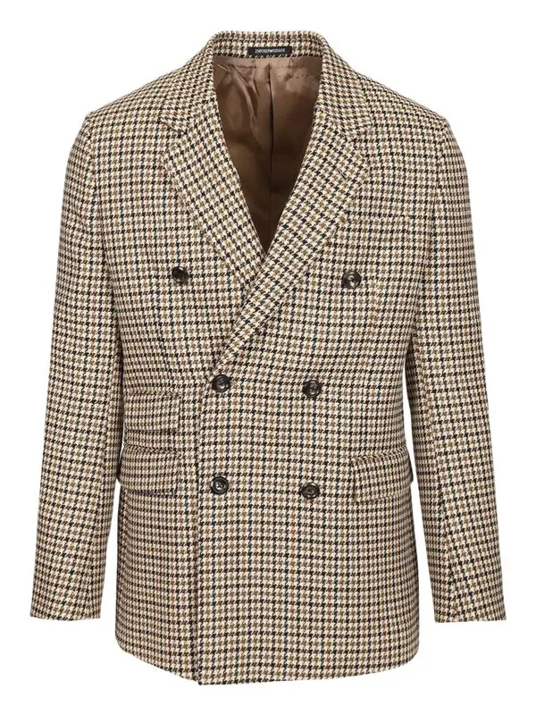 Emporio Armani Double-breasted Blazer Artan Check Motif - Multicolor
