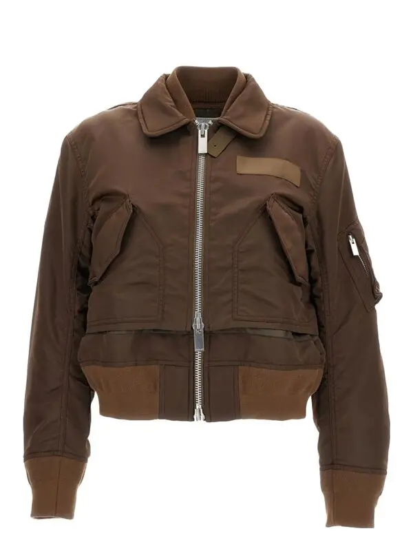 Sacai Zip-up Bomber Jacket - Brown