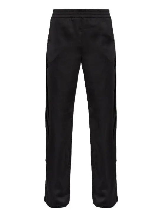 Off-White Elastic Waist Straight-leg Athletic Pants - Black