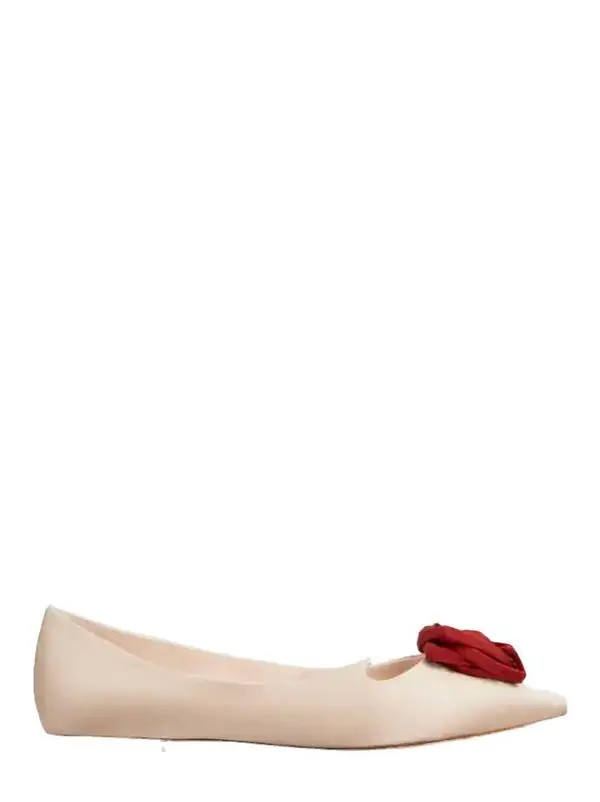 ROGER VIVIER Rose Embellished Satin Ballerinas - Nude