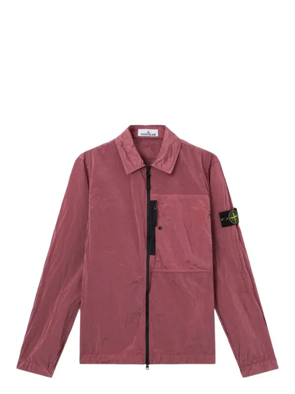 Stone Island Regular-fit Zip-up Overshirt With Chest Pocket - Geranium