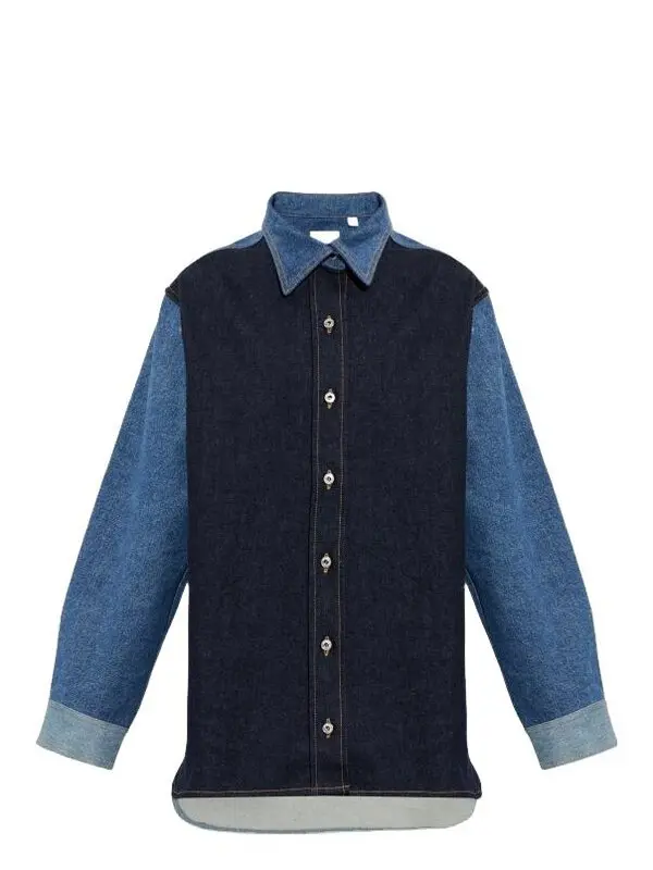 Off-White Long-sleeved Shirt With Lapel Collar - Black