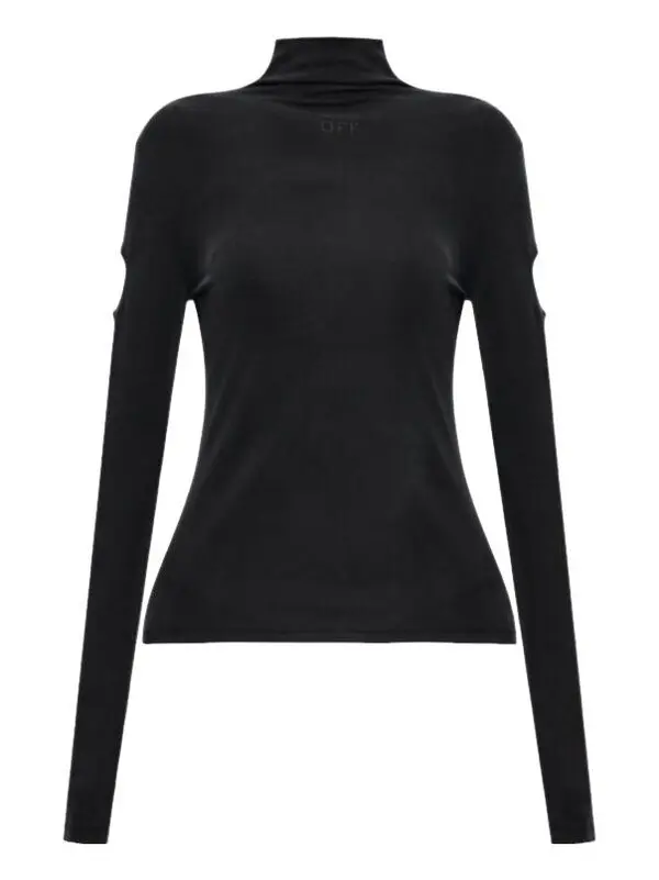 Off-White Long-sleeve High-neck T-shirt With Cutout Detail - Black