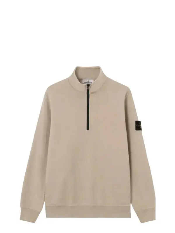Stone Island Cotton Sweatshirt With Stand Collar - Sand-colored