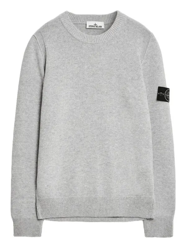 Stone Island Crew Neck Sweater With Reverse-knit Texture - Grey
