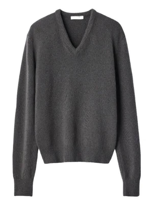 LEMAIRE Cashmere V-neck Sweater - Stone