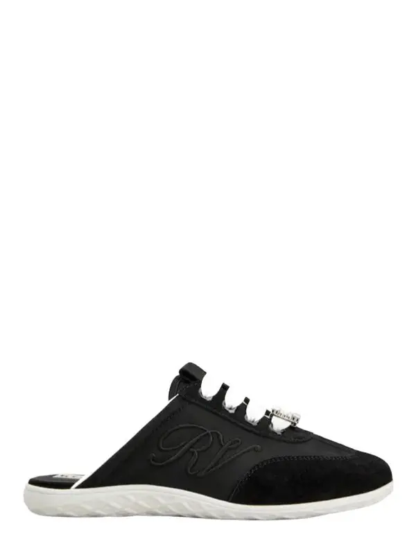 ROGER VIVIER Viv Low Mules In Suede And Fabric - Black