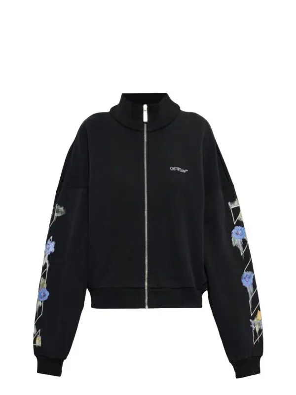 Off-White Long Sleeve Zip-up Sweatshirt - Black