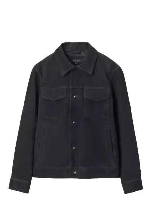 Rag & Bone Suede Trucker Jacket - Navy Blue