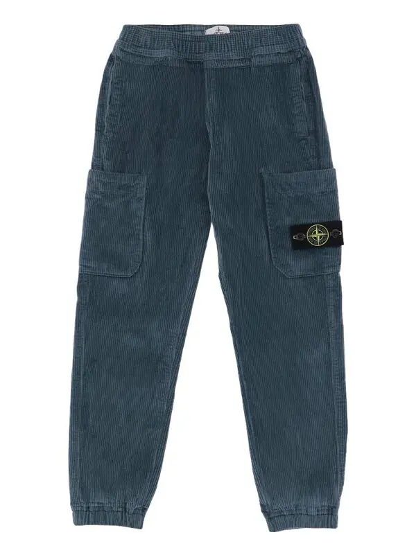 Stone Island Compass Patch Corduroy Cargo Pants - Blue