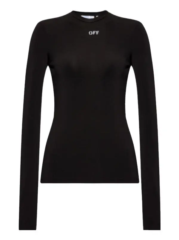 Off-White Long-sleeve T-shirt With Letter Print - Black