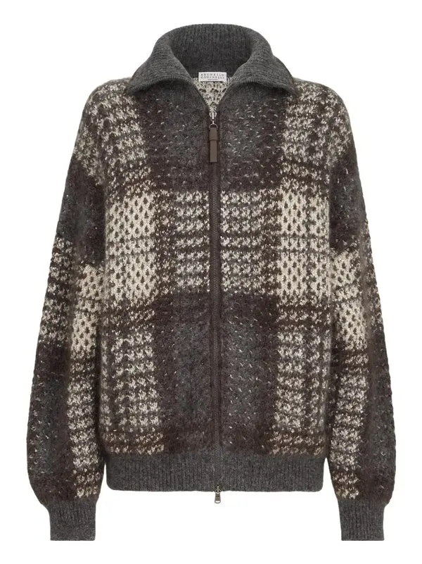 Brunello Cucinelli Tartan Double Knit Jacket - Anthracite