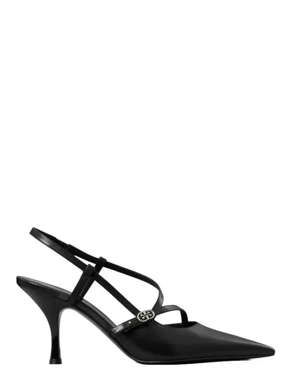 Tory Burch Double T Logo-plaque Strappy Pumps - Black