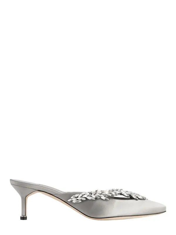 BALENCIAGA X MANOLO BLAHNIK Embellished Stiletto Mules - Grey