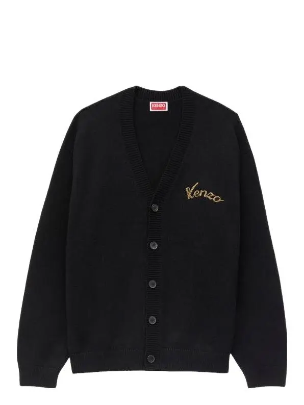 Kenzo Jumping Tiger Embroidered Cardigan - Black