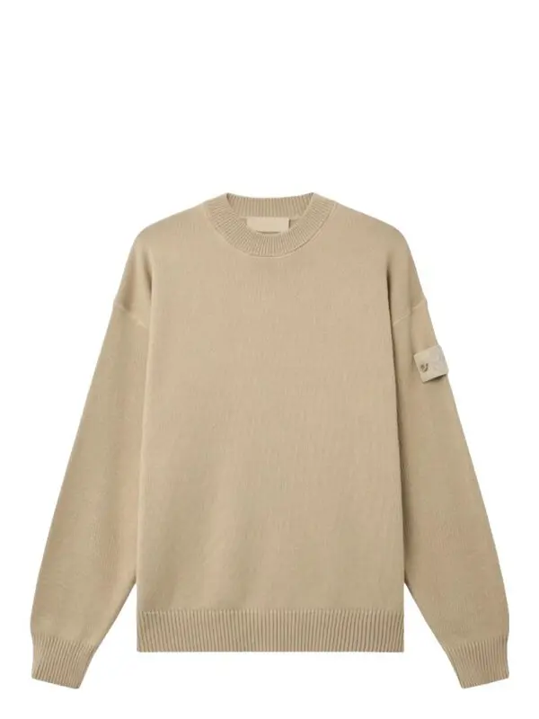 Stone Island Logo-patch Ribbed Trim Sweater - Light Brown