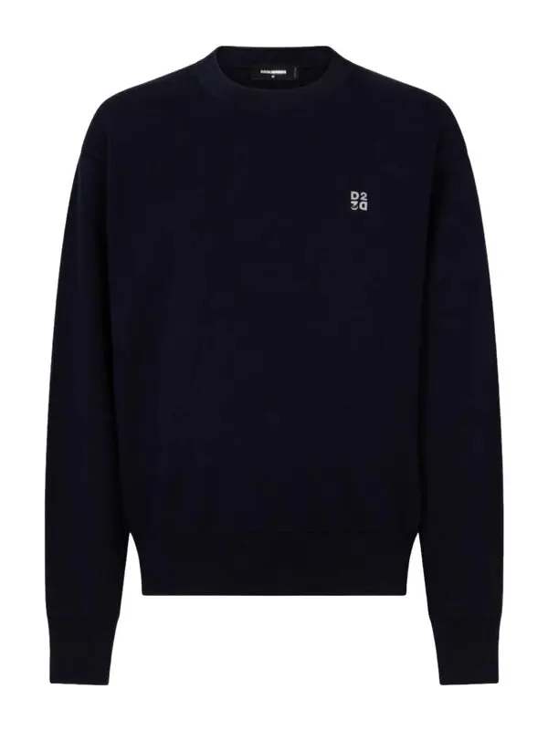 Dsquared2 Pullover With Metal Logo Detail - Blue