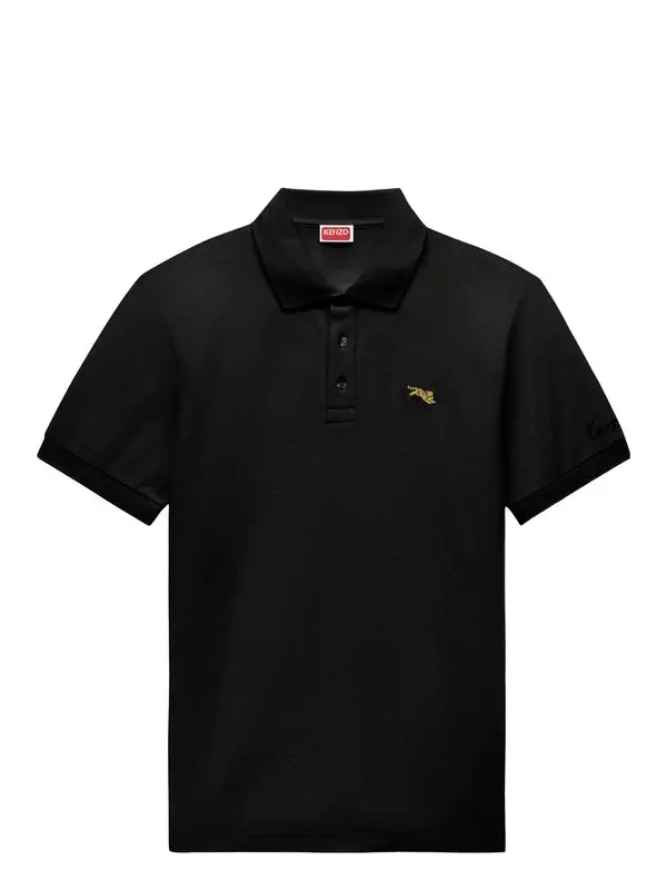 Kenzo Jumping Tiger' Embroidered Slim Polo In Cotton - Black