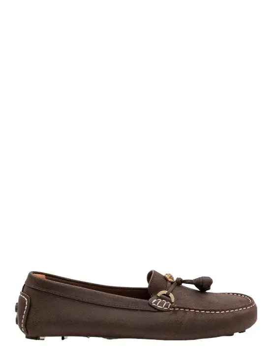 Versace Robin Suede Driver Loafers - Brown