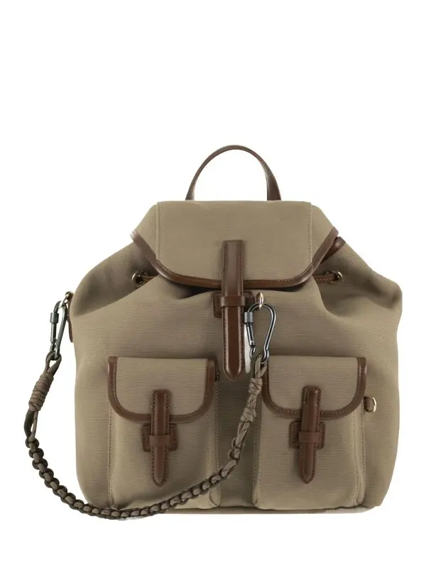Max Mara Backpack With Flap And Drawstring Closure - Brown