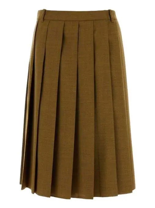 Prada Pleated Midi Skirt - Cinnamon