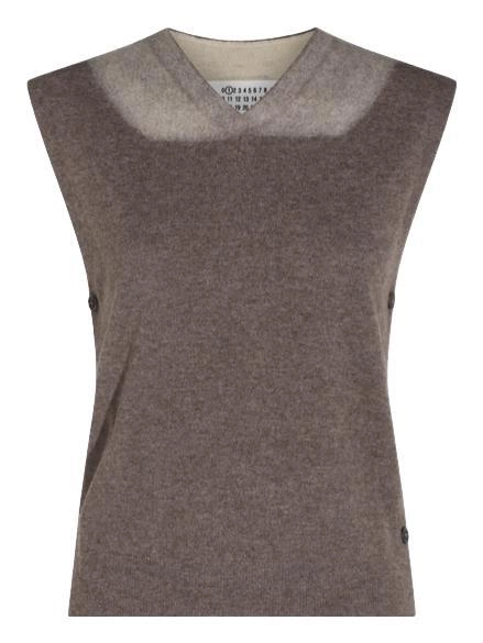 MAISON MARGIELA V-neck Sleeveless Jumper - Brown