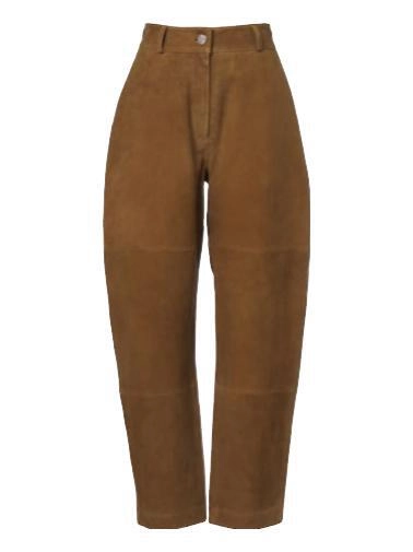RÓHE Suede Barrel-leg Trousers - Brown