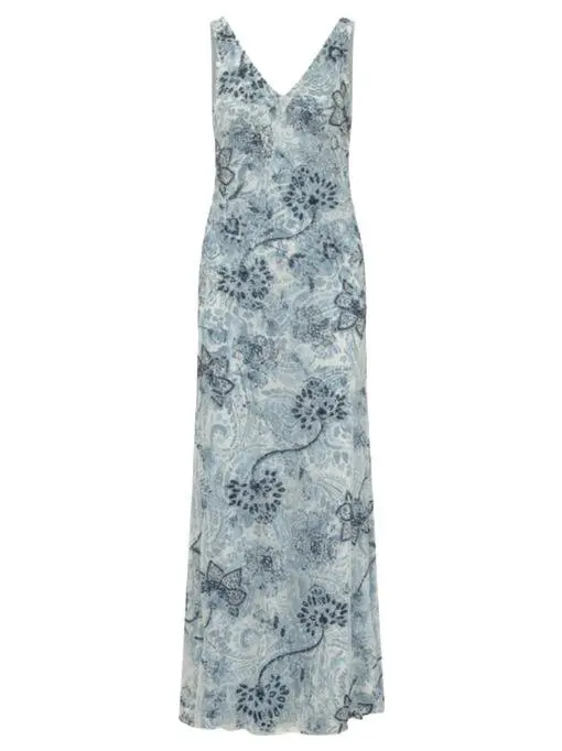 Ralph Lauren Sleeveless V-neck Maxi Dress - Blue