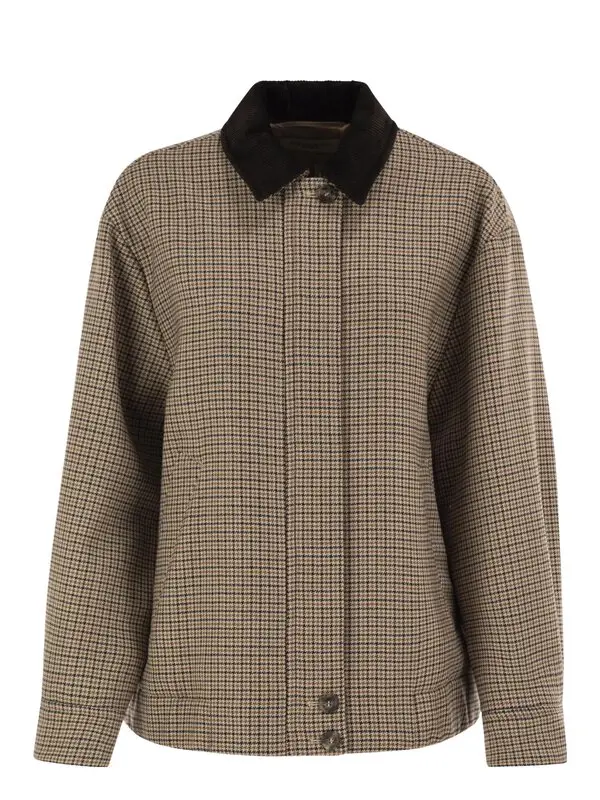 Max Mara Houndstooth Overshirt Jacket - Brown