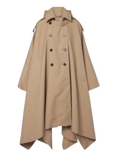 RÓHE Double-breasted Cotton Cape With Detachable Hood - Beige