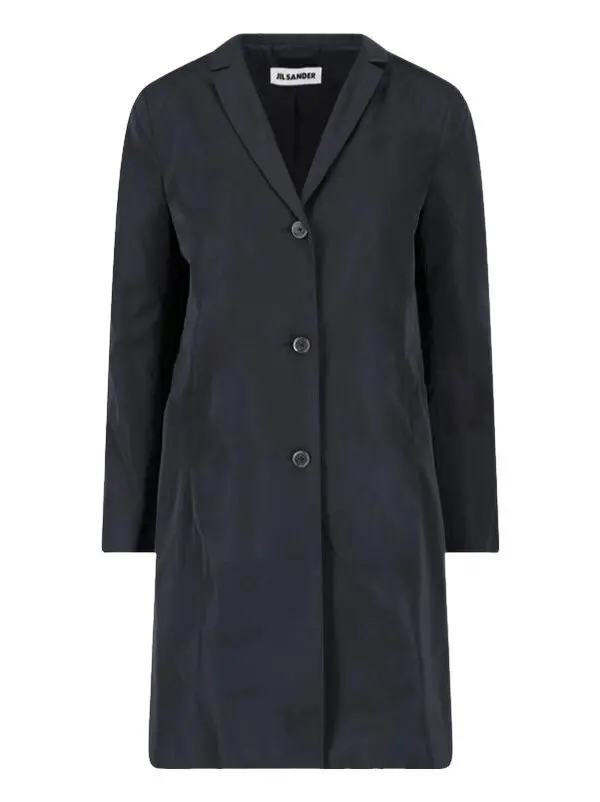 JIL SANDER Single Breasted Long Sleeve Coat - Black