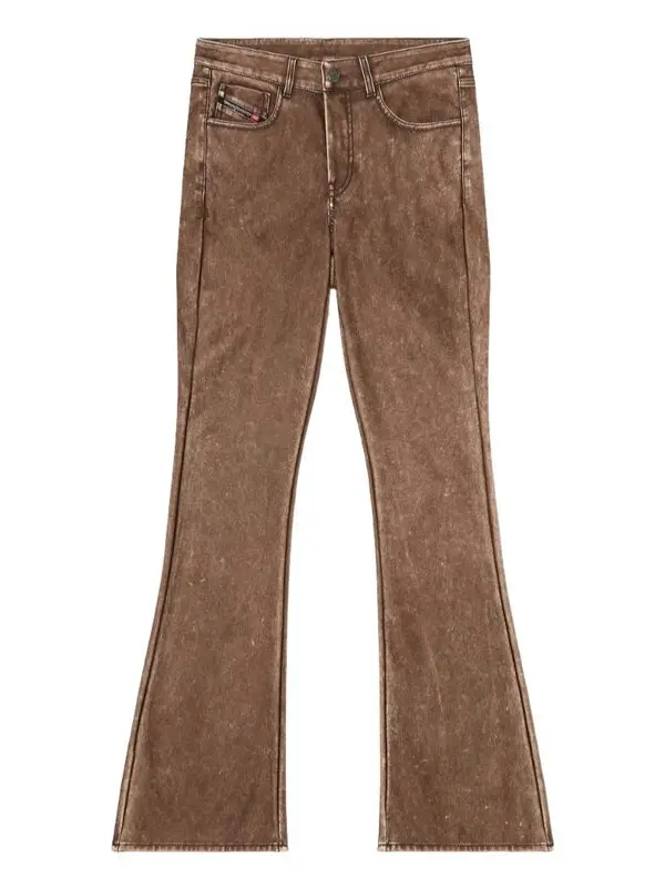 DIESEL® Bootcut Pants In Treated Coated Fabric - Brown
