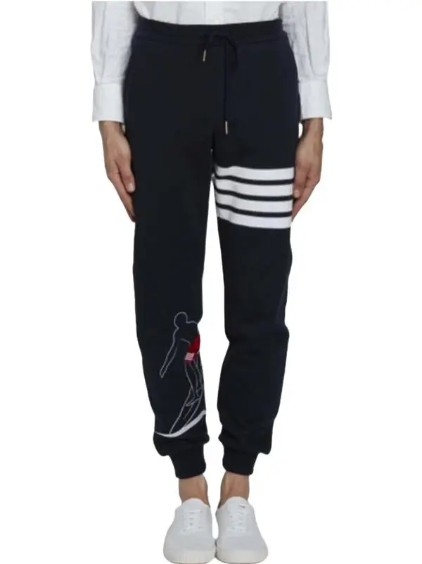 Thom Browne Logo Casual Sweatpants - Navy Blue