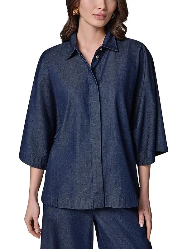 DONNA KARAN WEEKEND Denim Dolman Sleeve Shirt - Dutchess