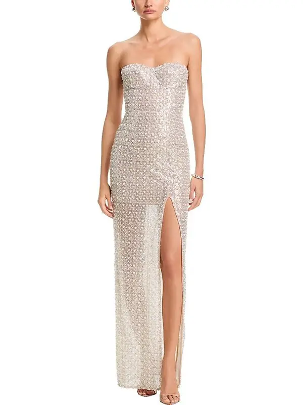 BRONX AND BRONCO Allegra Embellished Maxi Dress - Silver