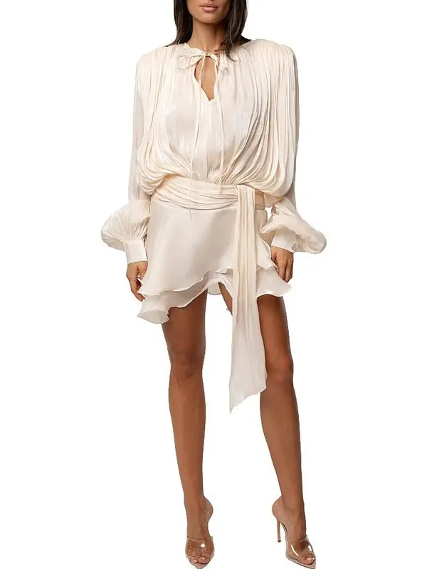 JLUXLABEL Pure Glow Draped Mini Dress - Cream
