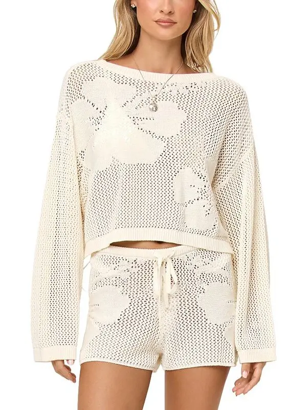 L*Space Island Time Cropped Sweater - Cream