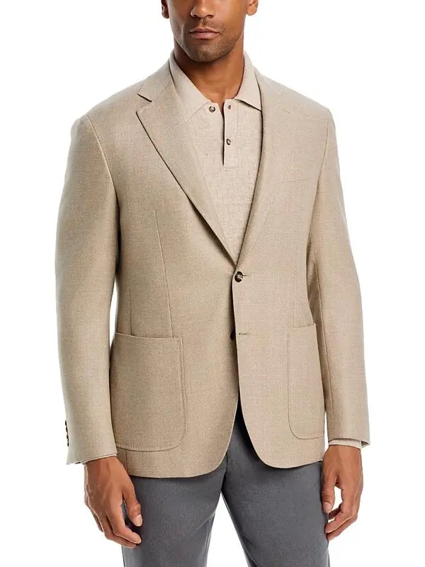 Canali Kei Solid Twill Trim Fit Sport Coat - Beige