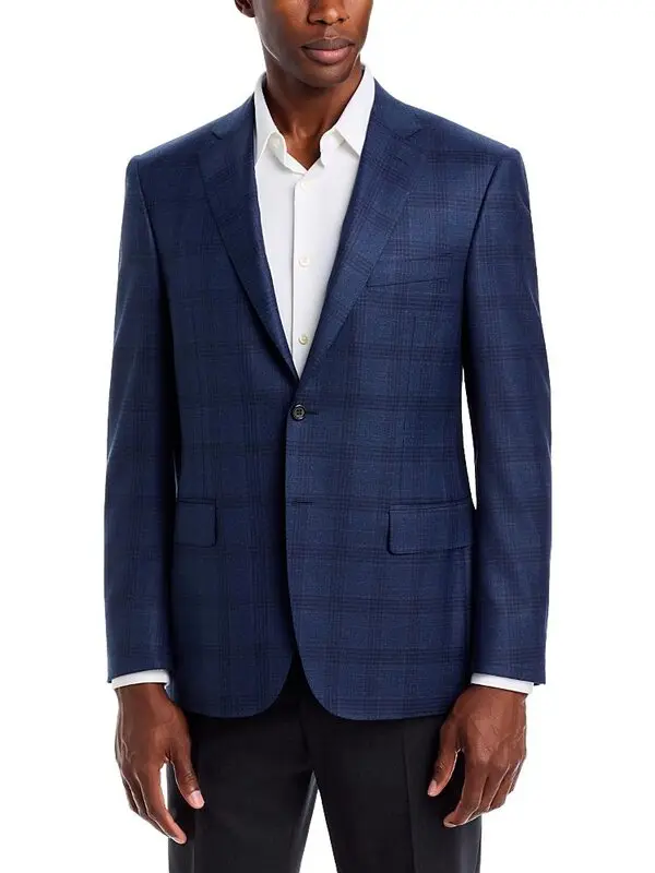 Canali Sienna Tonal Plaid Regular Fit Sport Coat - Dark Blue