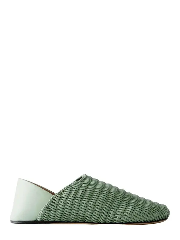 JW Anderson Woven Leather Mules - Green