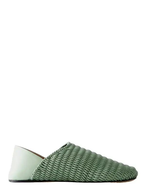 JW Anderson Woven Leather Mules - Green