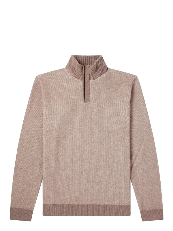 SLOWEAR Virgin Wool Half-zip Sweater - Beige