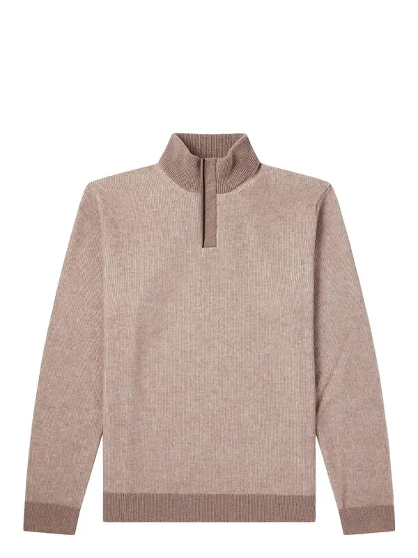SLOWEAR Virgin Wool Half-zip Sweater - Neutrals