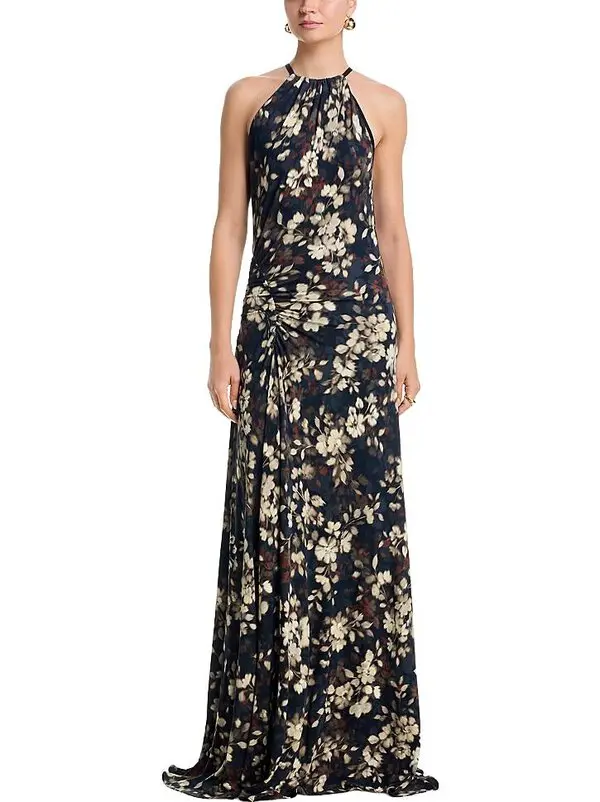 Simkhai Cerin Halterneck Floral Print Maxi Dress - Black Multi