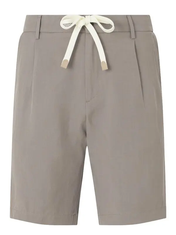 Eleventy Wide-leg Lyocell And Linen-blend Twill Shorts - Gray